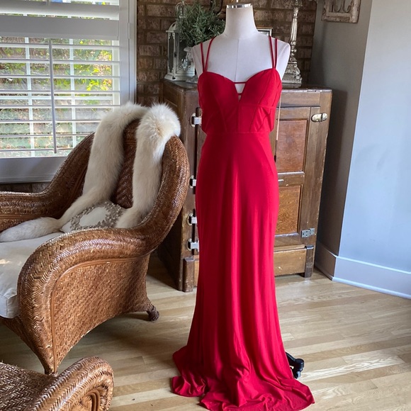 Faviana | Dresses | Faviana Glamour S016 Red Dress Prom Formal 4 New ...